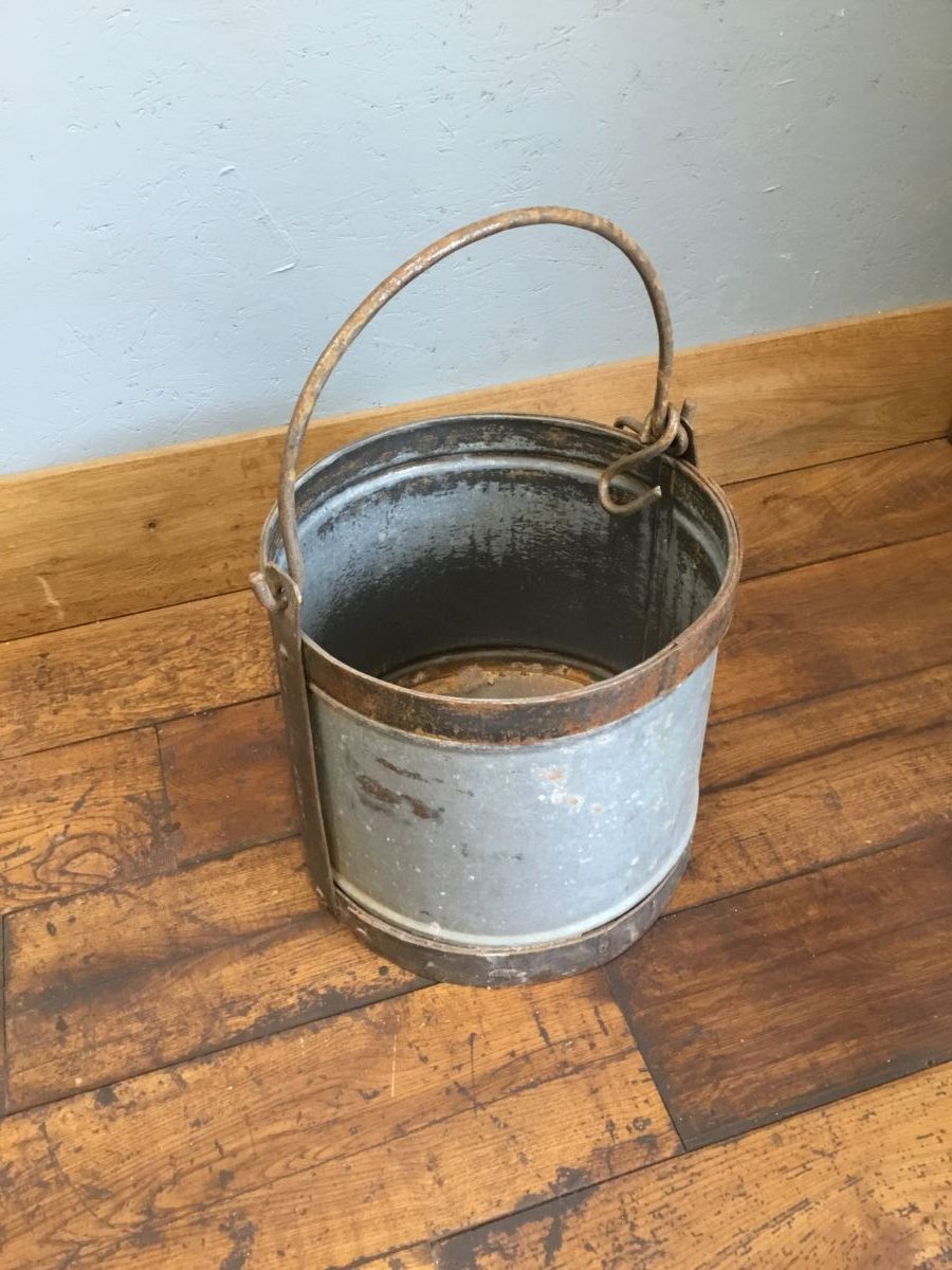 Wide Tin Bucket With Copper Handle - Authentic Reclamation