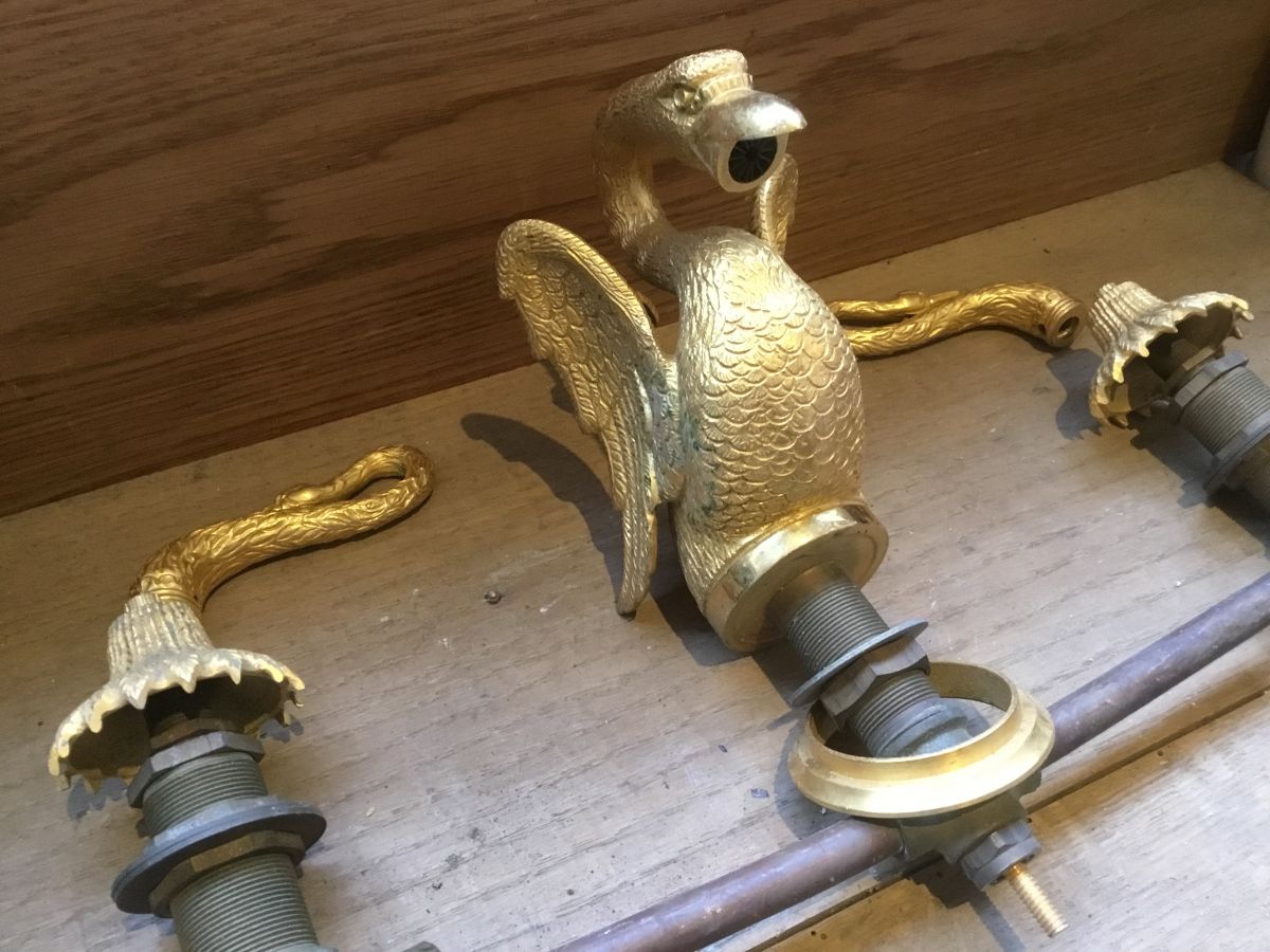 Fancy Swan Gold Finish Tap Set - Authentic Reclamation