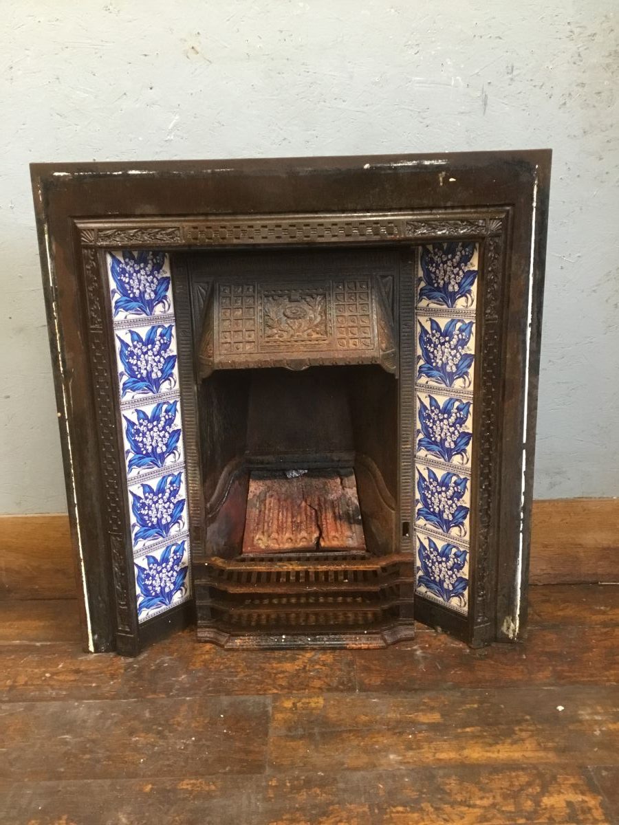 Ornate Fire Insert With Tiles - Authentic Reclamation
