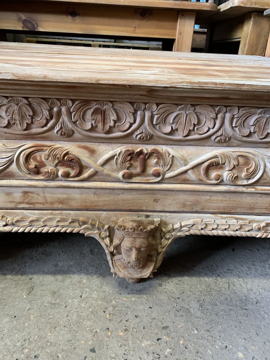 Complete Front Facing Carved Table - Authentic Reclamation