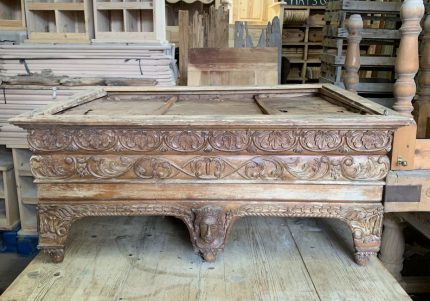 Front Facing Carved Face Table - Authentic Reclamation