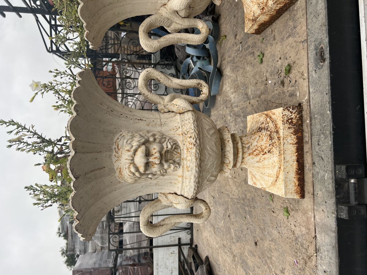 Stunning Pair of Cast Iron Urns - Authentic Reclamation