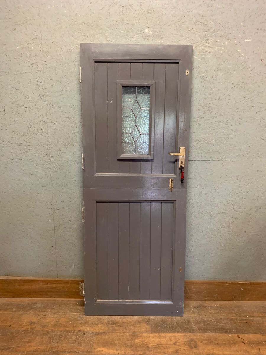 Grey Stable Door with Mottled Glazing - Authentic Reclamation