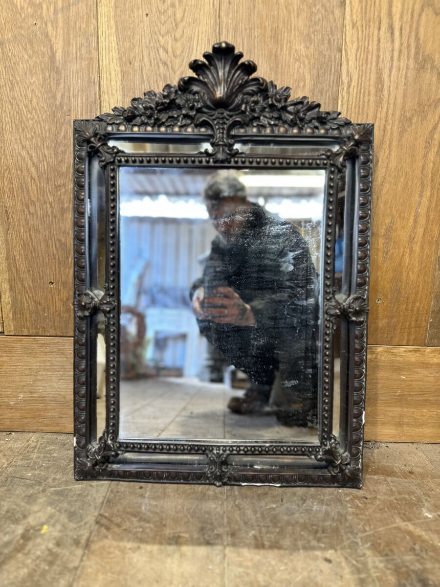 Mirror in Modern Detailed Black Frame - Authentic Reclamation