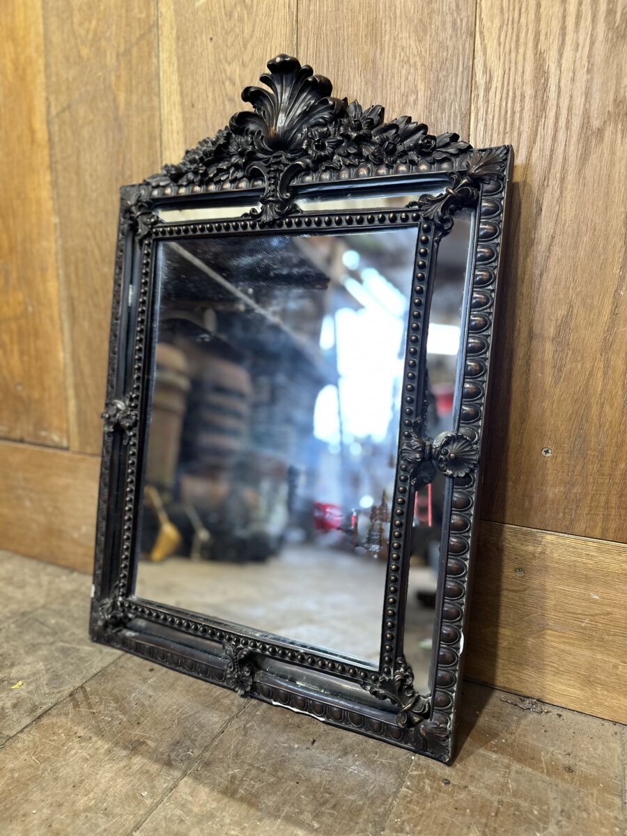Mirror in Modern Detailed Black Frame - Authentic Reclamation