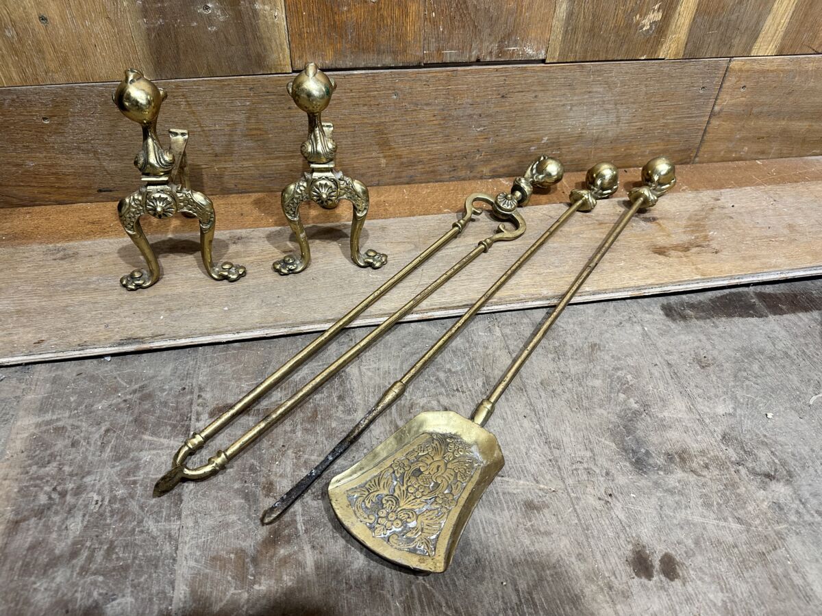 Gorgeous Brass Fireplace Set - Authentic Reclamation