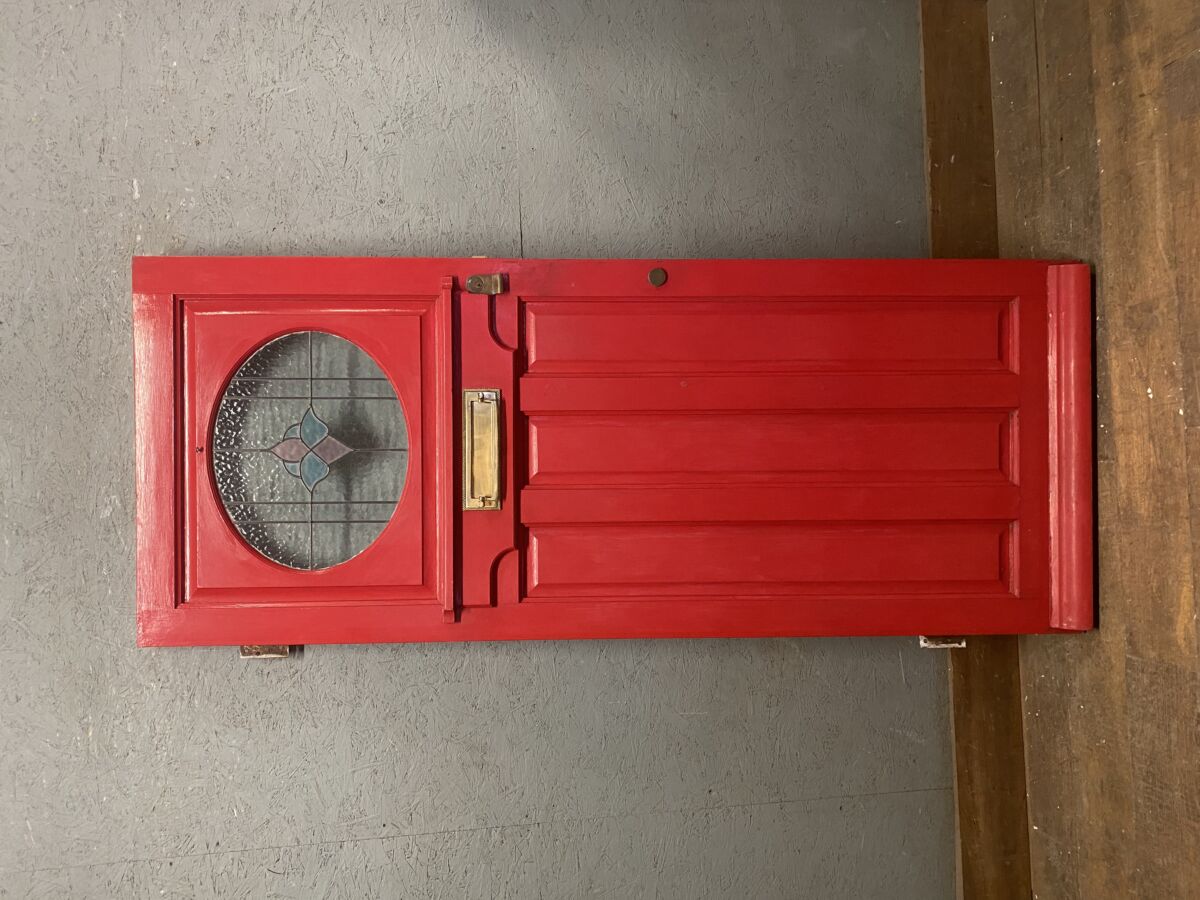 Red Stained Glass Front Door - Authentic Reclamation