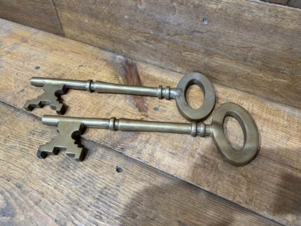 Pair of Large Brass Keys - Authentic Reclamation