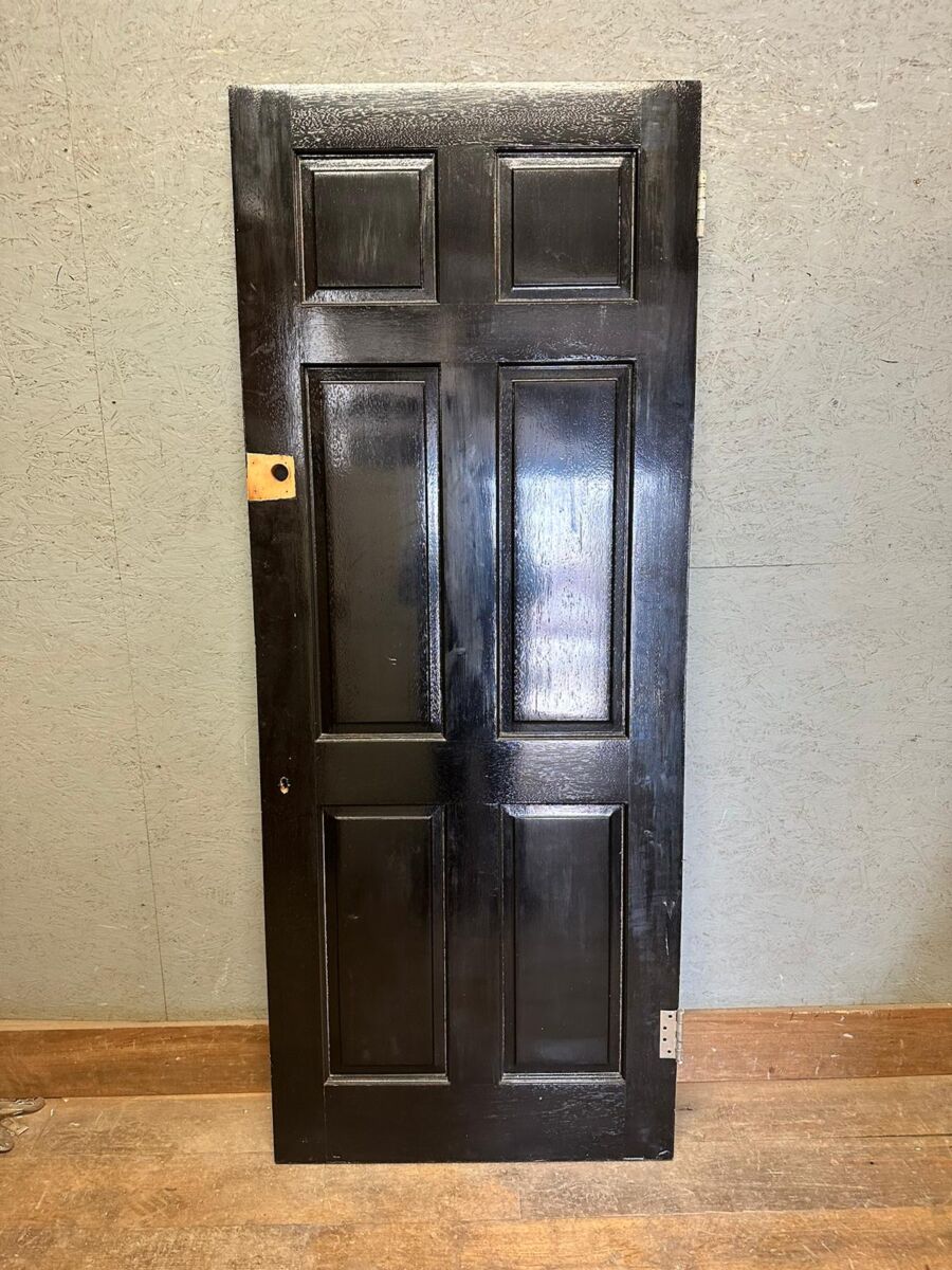 Large Black 6 Panel Front Door - Authentic Reclamation