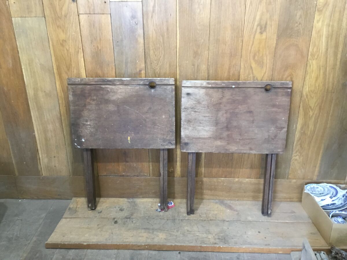 Pair of Vintage Folding School Desks - Authentic Reclamation