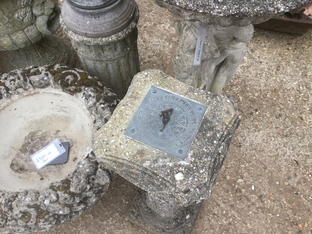 Weathered Square Base Sundial - Authentic Reclamation