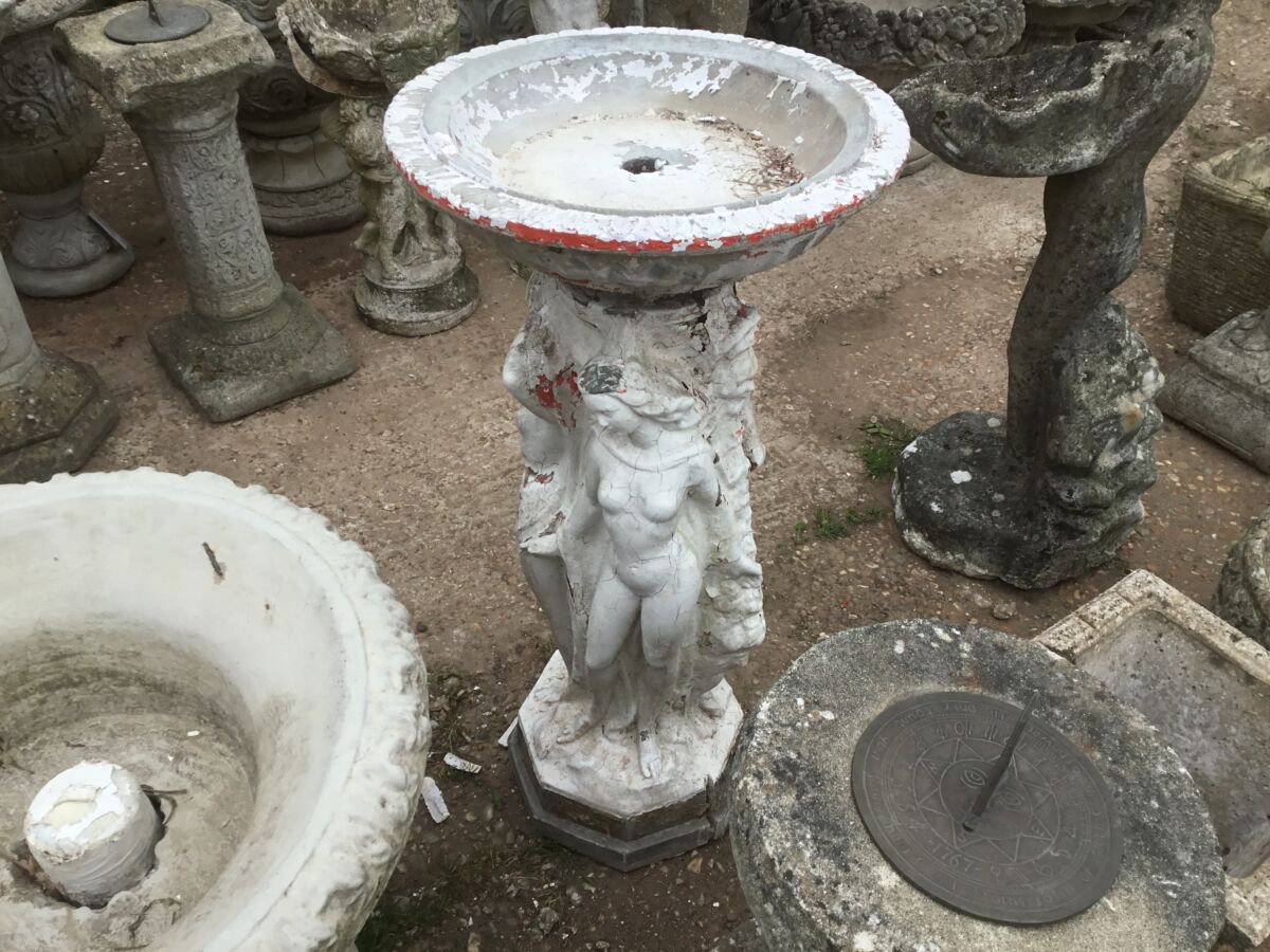 White Painted Bird Bath - Authentic Reclamation