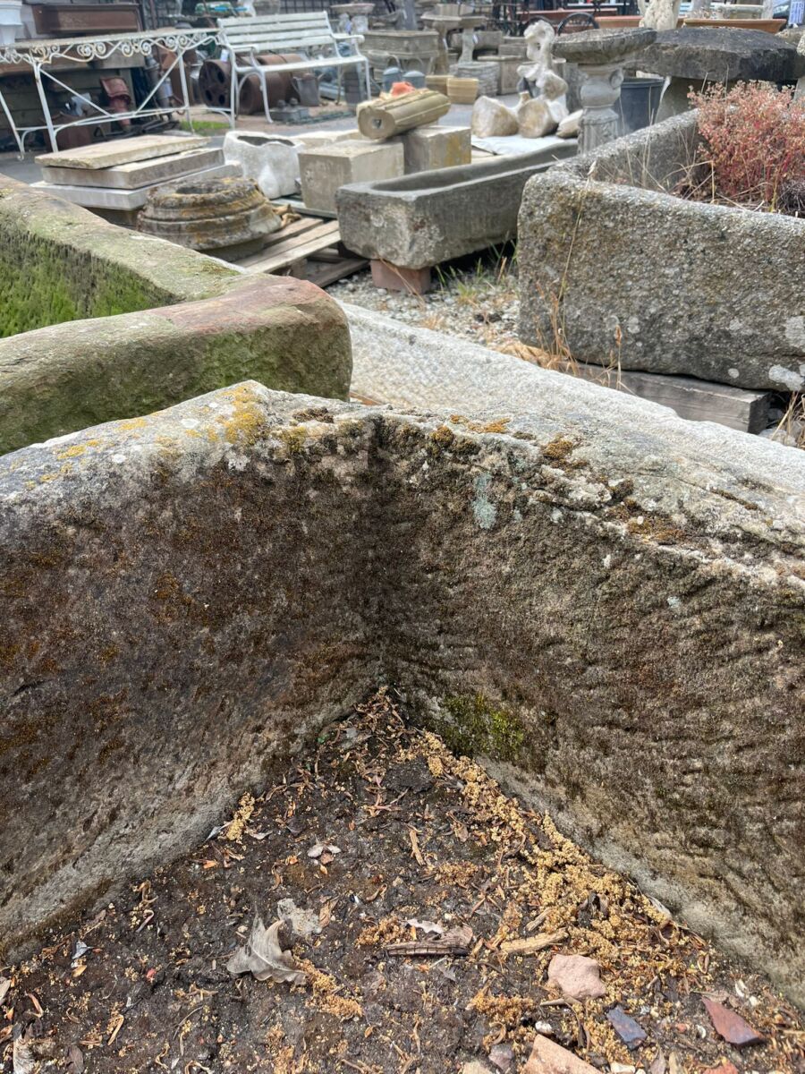Weathered Stone Trough Damaged - Authentic Reclamation