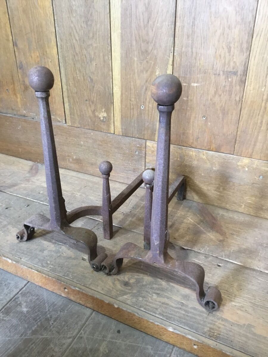 Ball End Cast Iron Fire Dogs - Authentic Reclamation