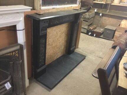 Black Marble Fire Surround With Hearth - Authentic Reclamation