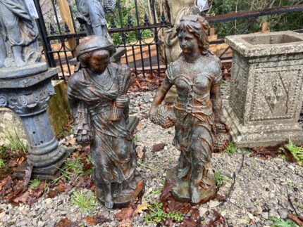 Pair of Beautiful Cast Iron Statues - Authentic Reclamation
