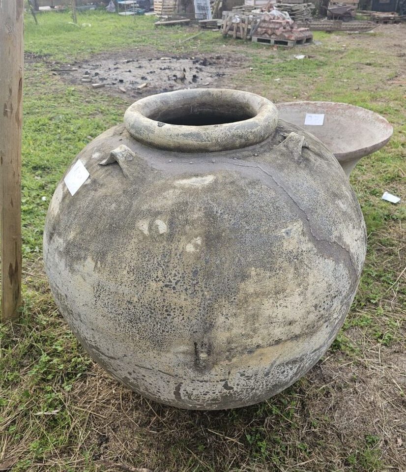 LARGE ROUND CLAY POT WITH SMALL HANDLES - Authentic Reclamation
