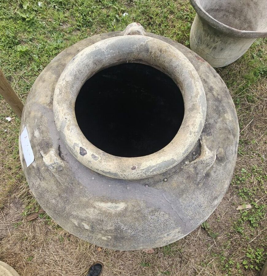 LARGE ROUND CLAY POT WITH SMALL HANDLES - Authentic Reclamation