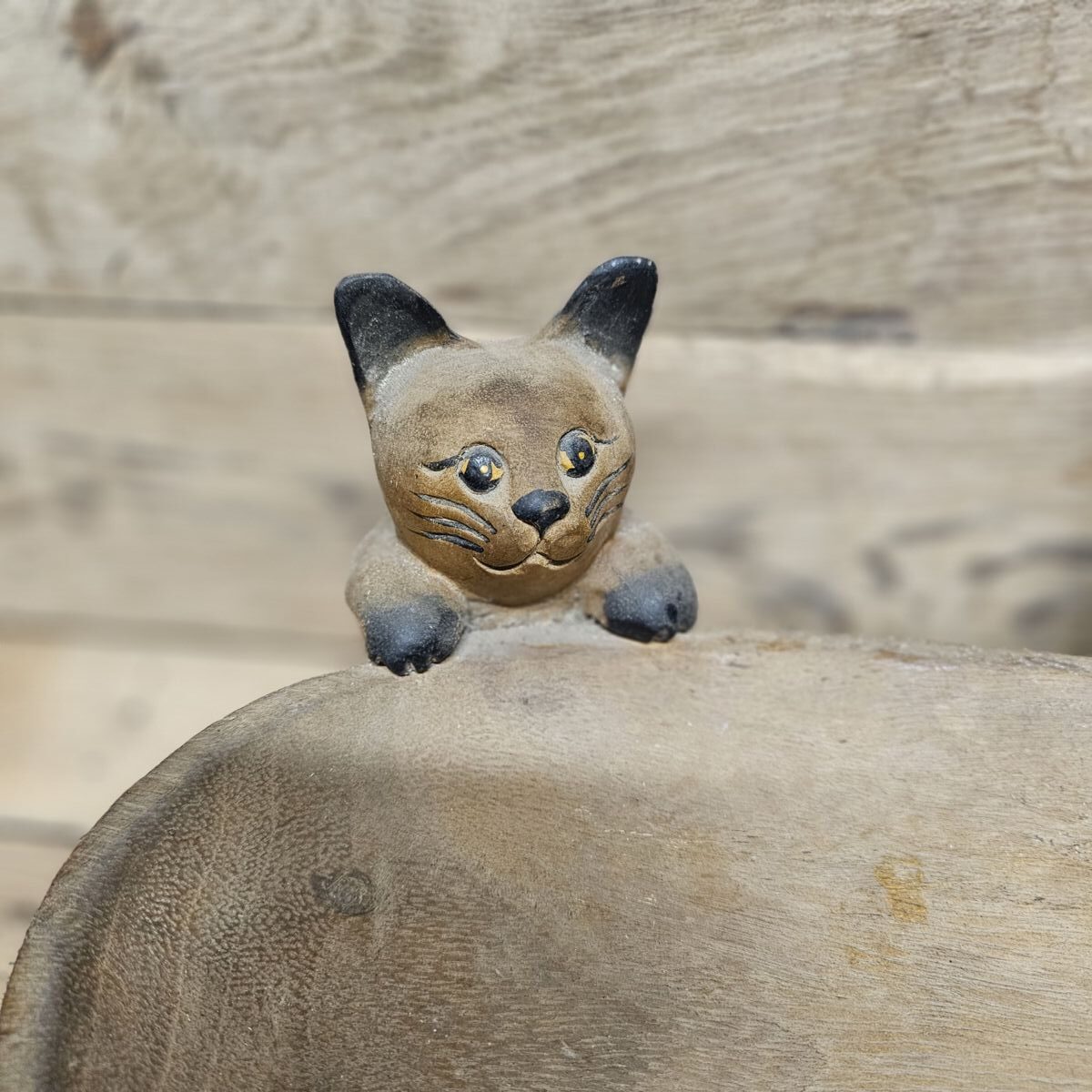 THAI RUSTIC WOODEN CAT TRAY - Authentic Reclamation