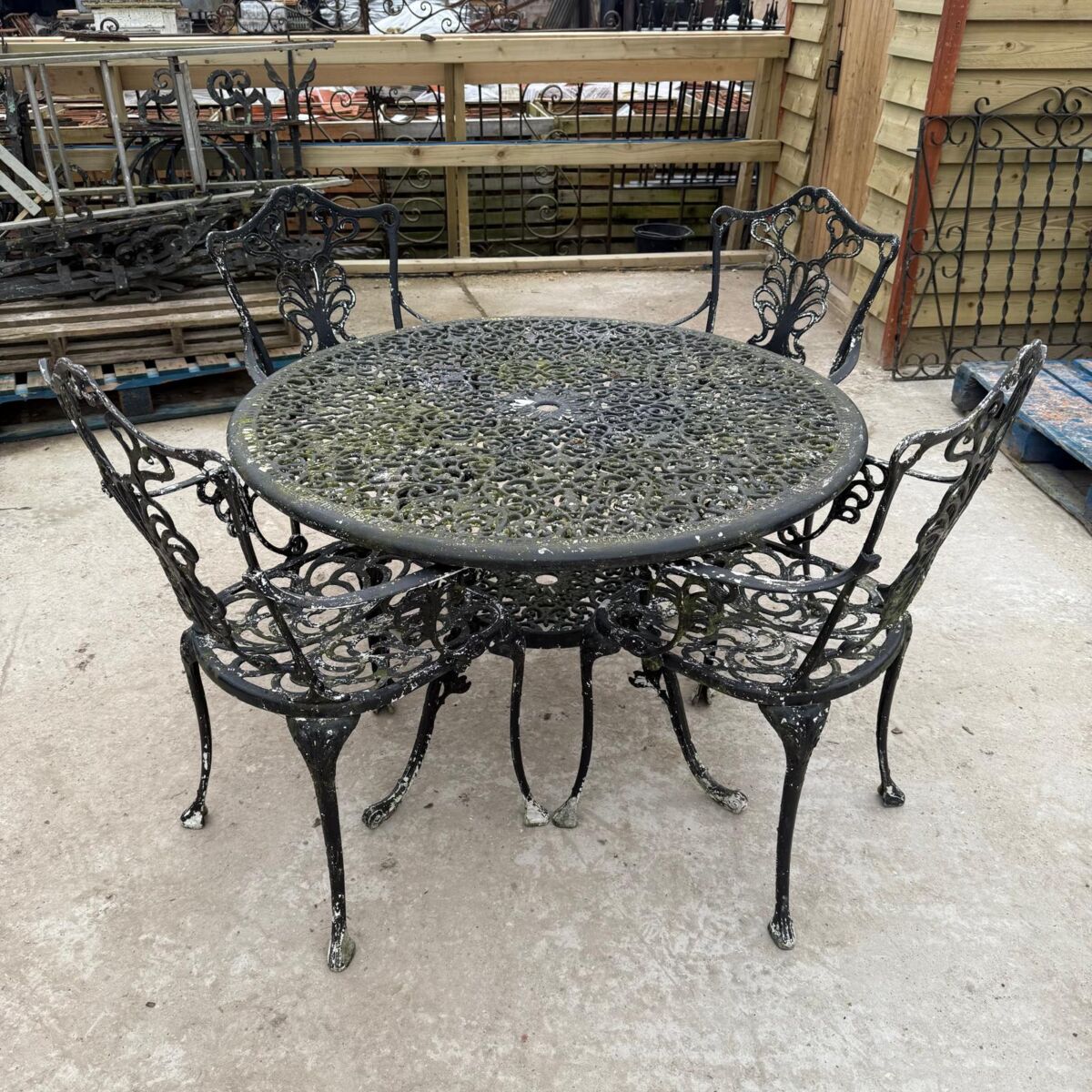 Black Cast Aluminium Garden Table and Chairs