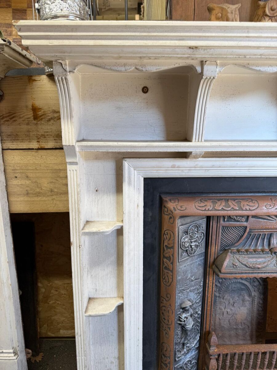 Elegant White Fire Surround with Multiple Shelves