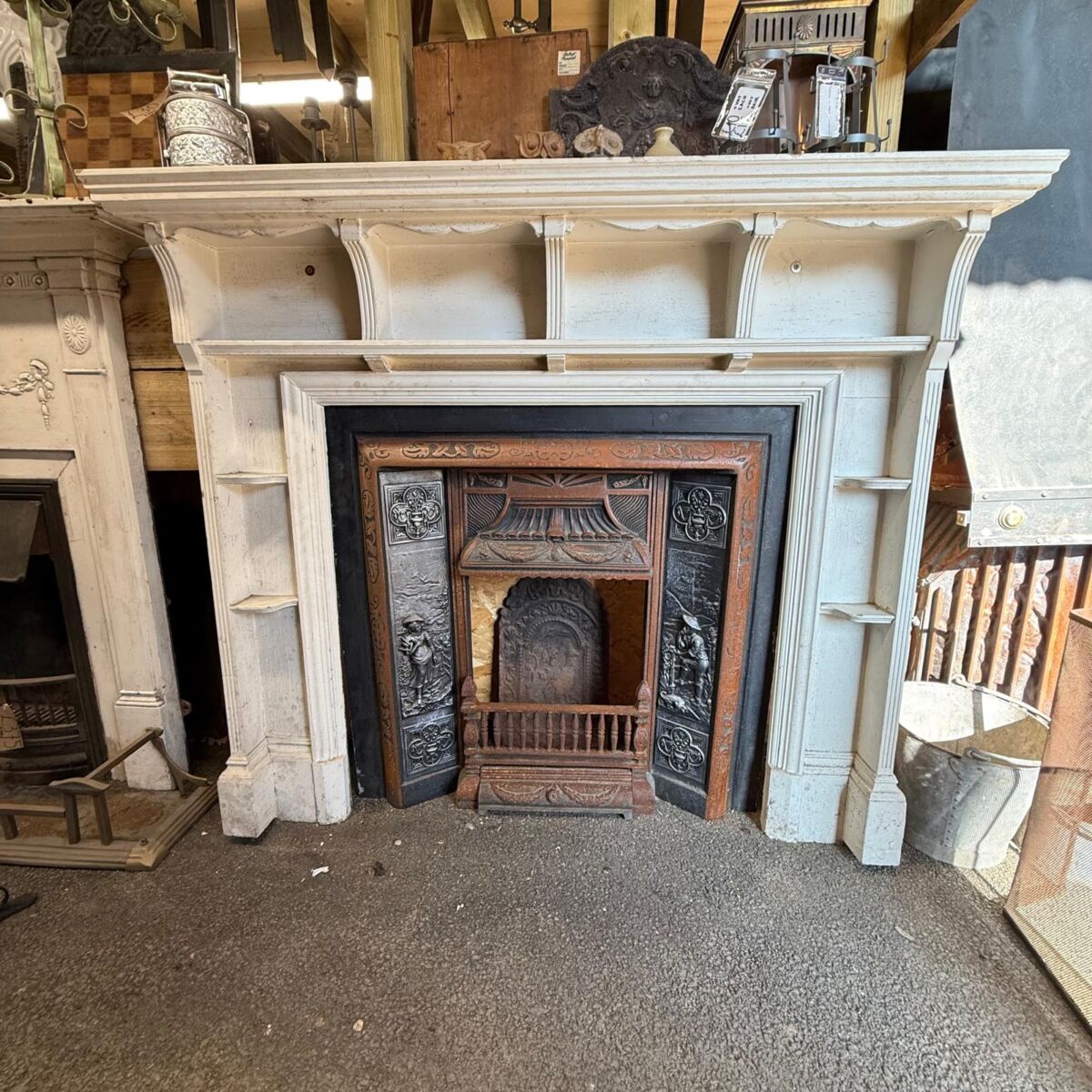 Elegant White Fire Surround with Multiple Shelves
