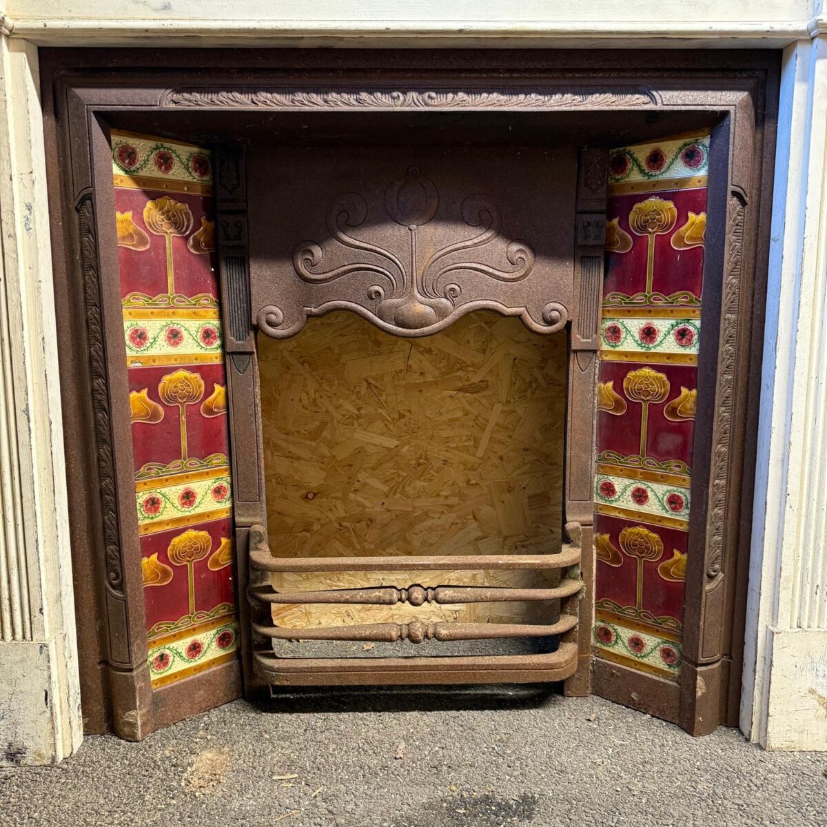 Cast Iron Fire Insert with Lovely Tiles