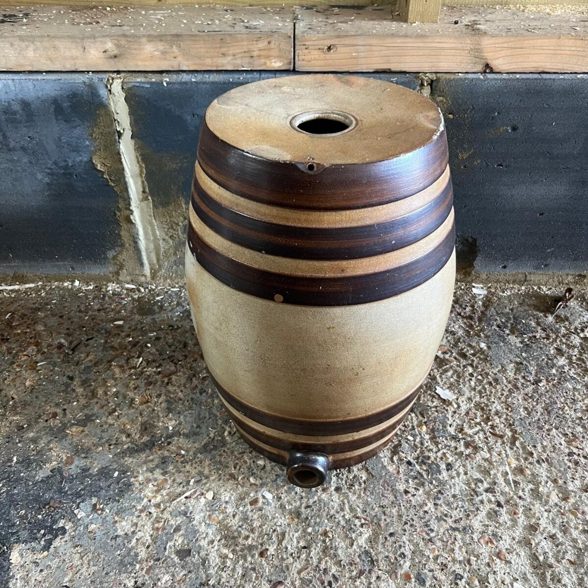 Striped Stoneware Barrel