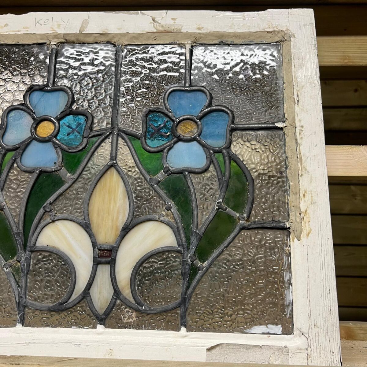 Blue Flower Leaded Window