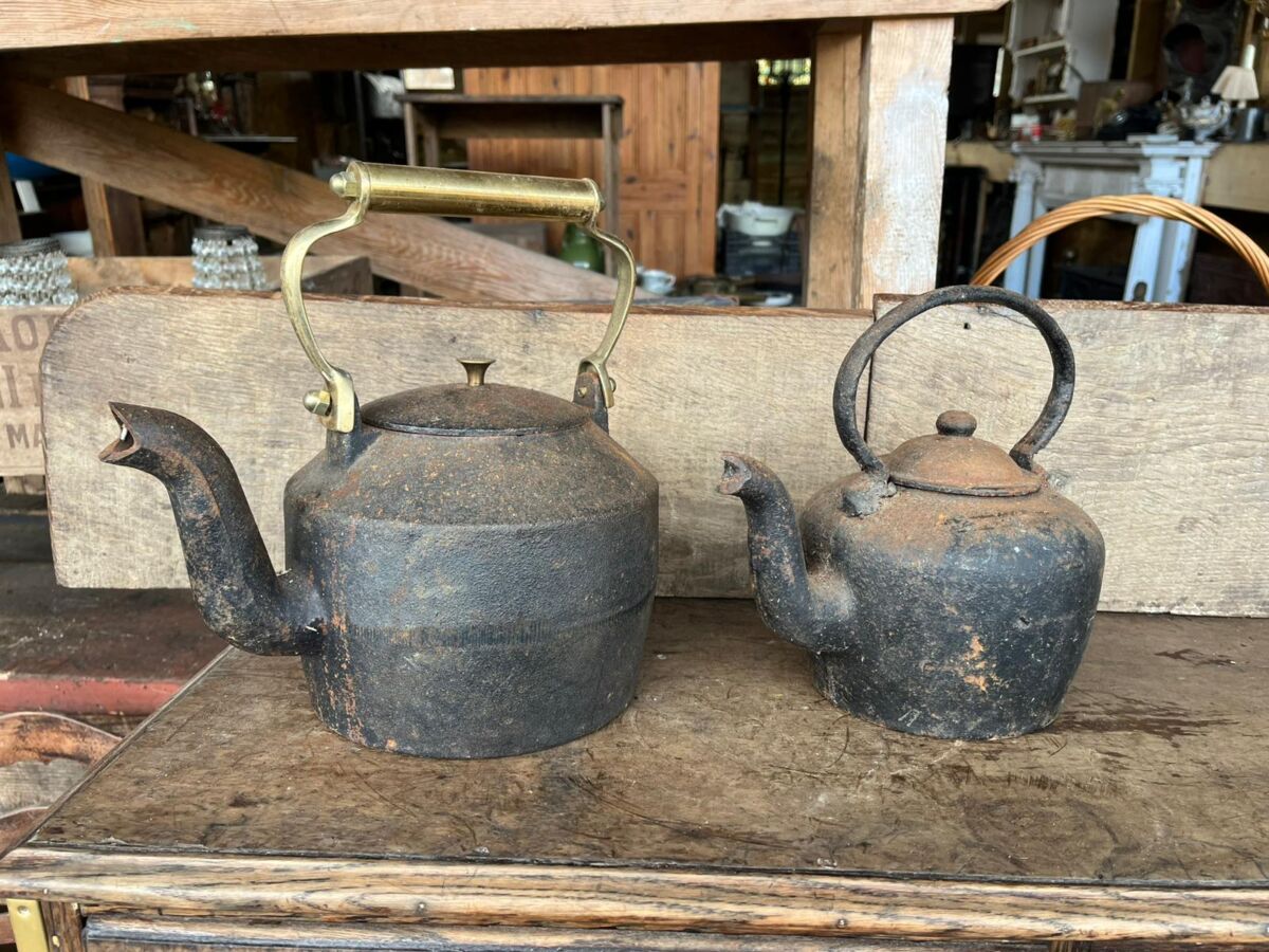 Cast Iron Kettles Pair